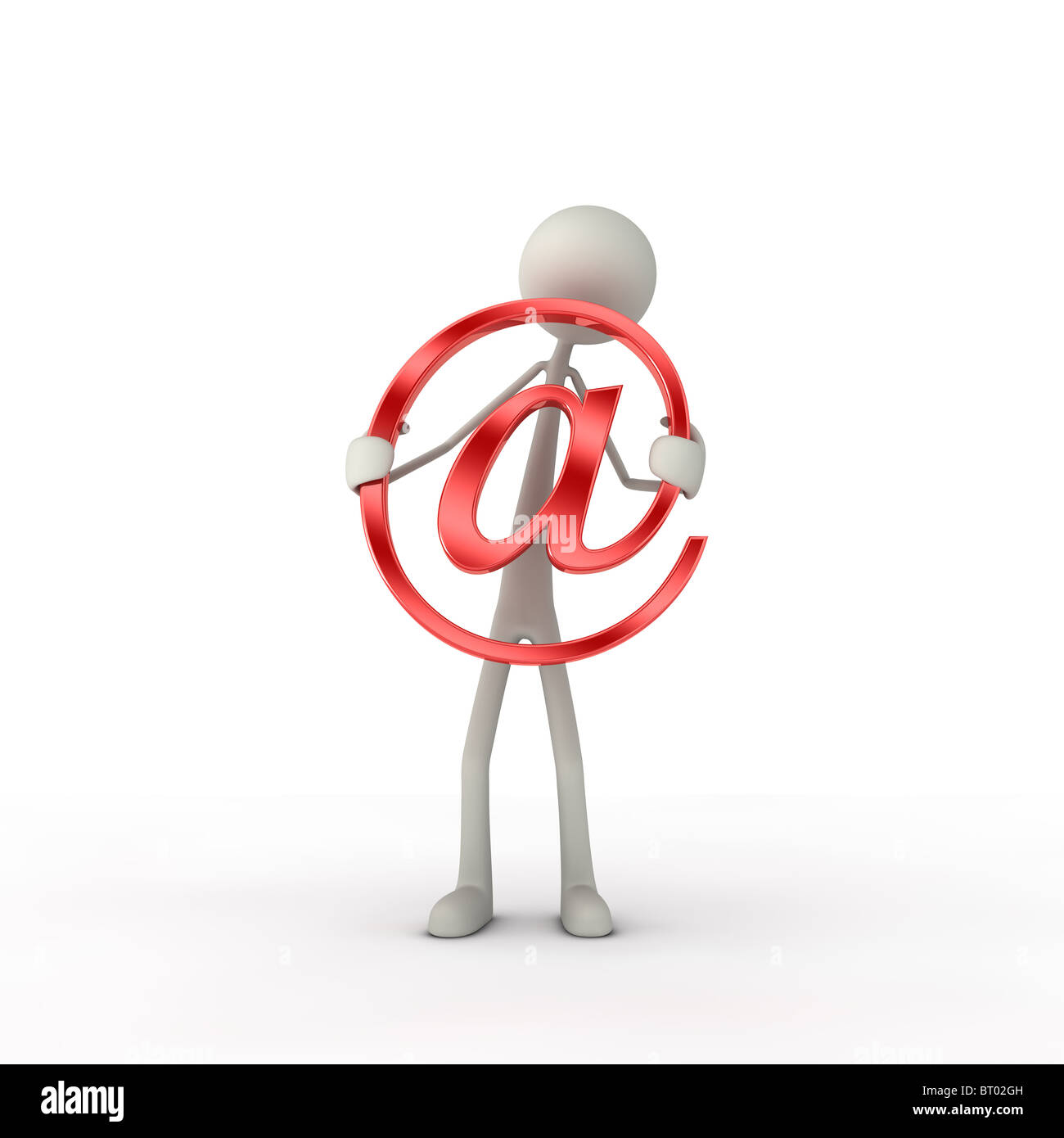 Figure holding at-sign red Stock Photo - Alamy
