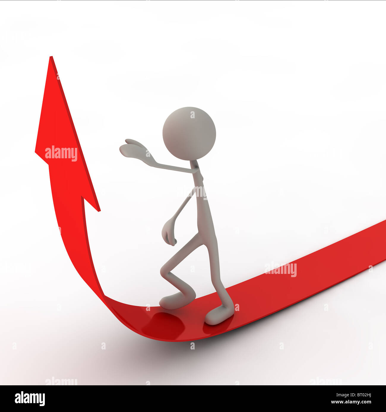 Figure walking on arrow Stock Photo - Alamy