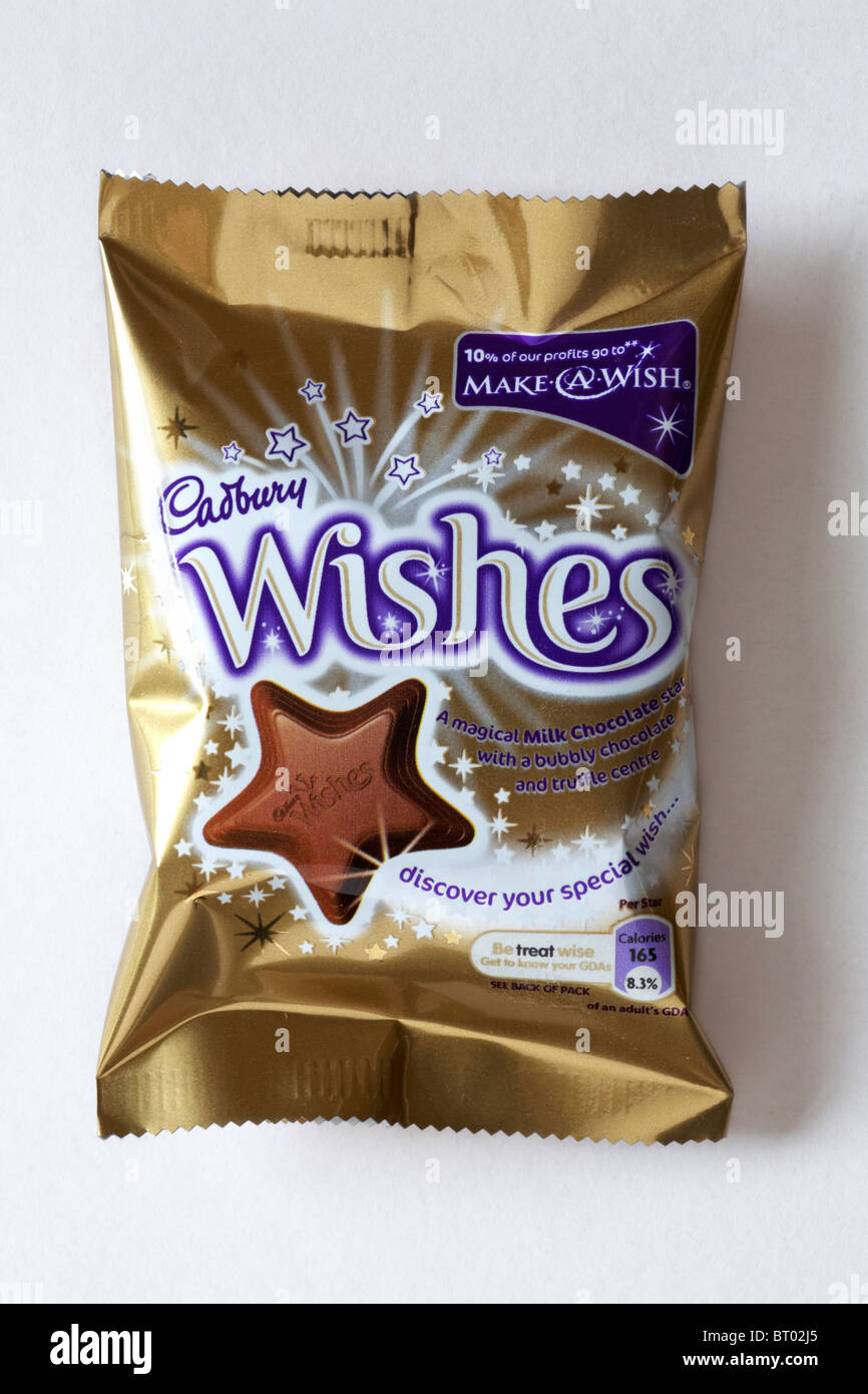 Packet of Cadbury Wishes chocolate star isolated on white background ...