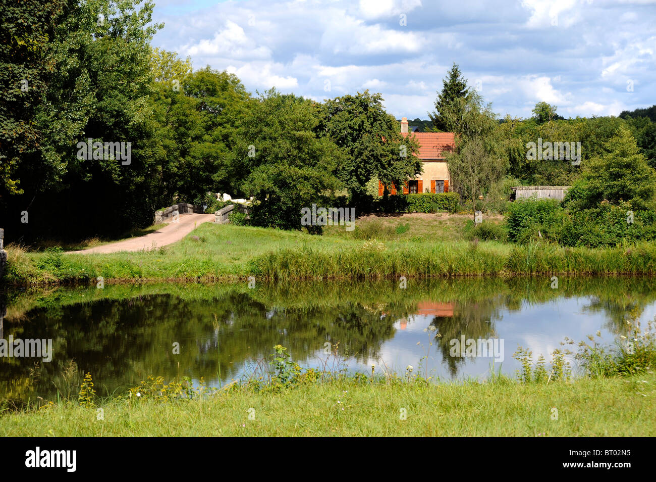 Yonne river at Corbigny,Morvan national park,Nievre,Burgundy,France ...