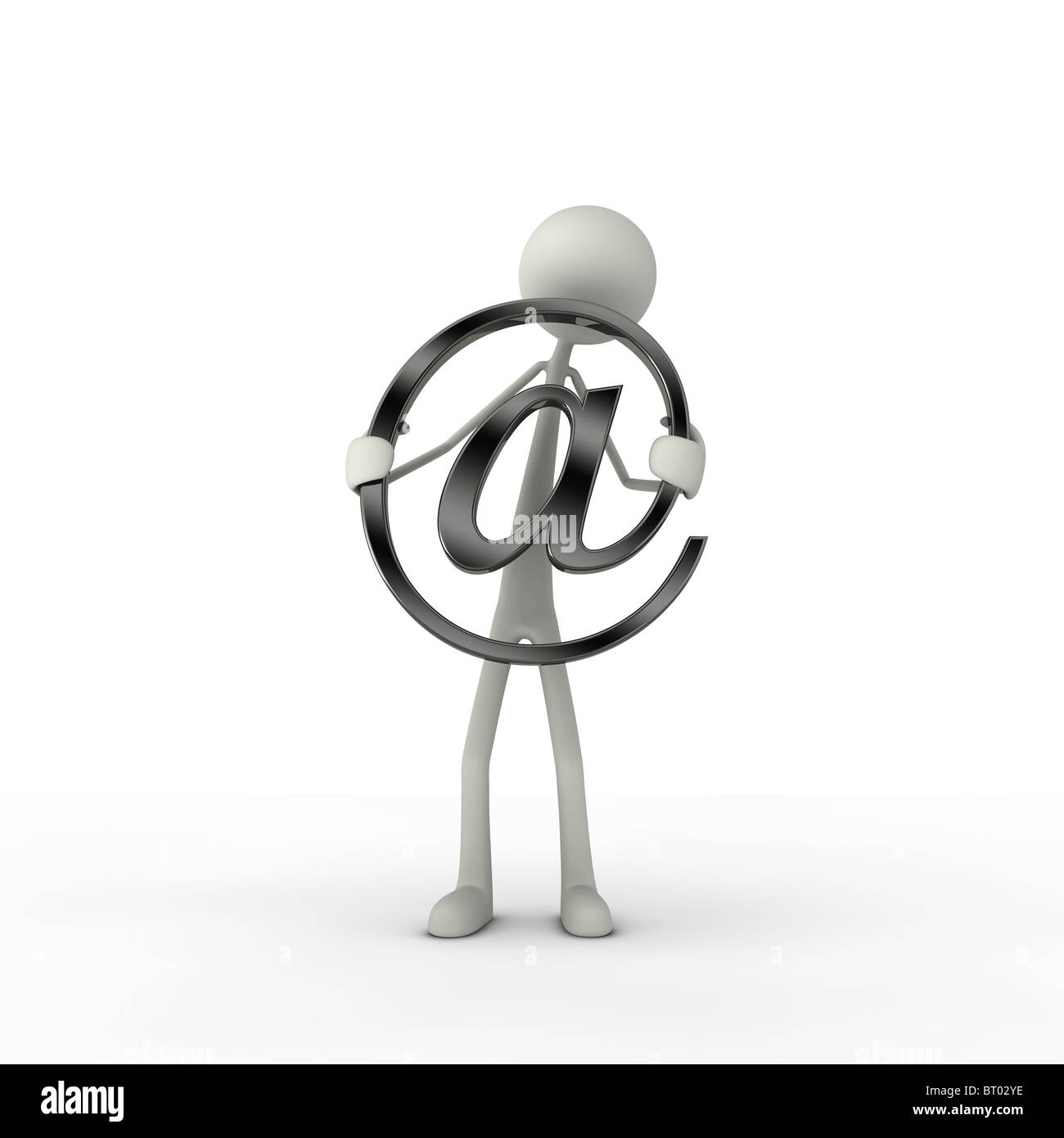 Figure holding at-sign black Stock Photo - Alamy