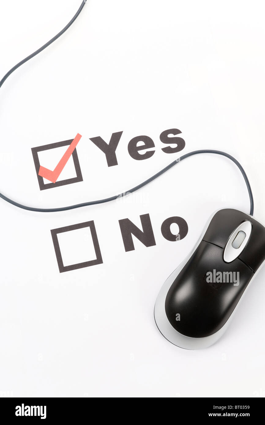 questionnaire and computer mouse, concept of online voting Stock Photo ...