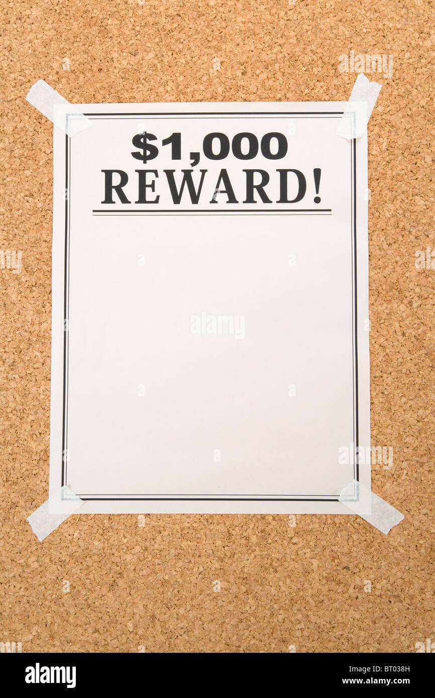 Reward poster close up shot Stock Photo - Alamy