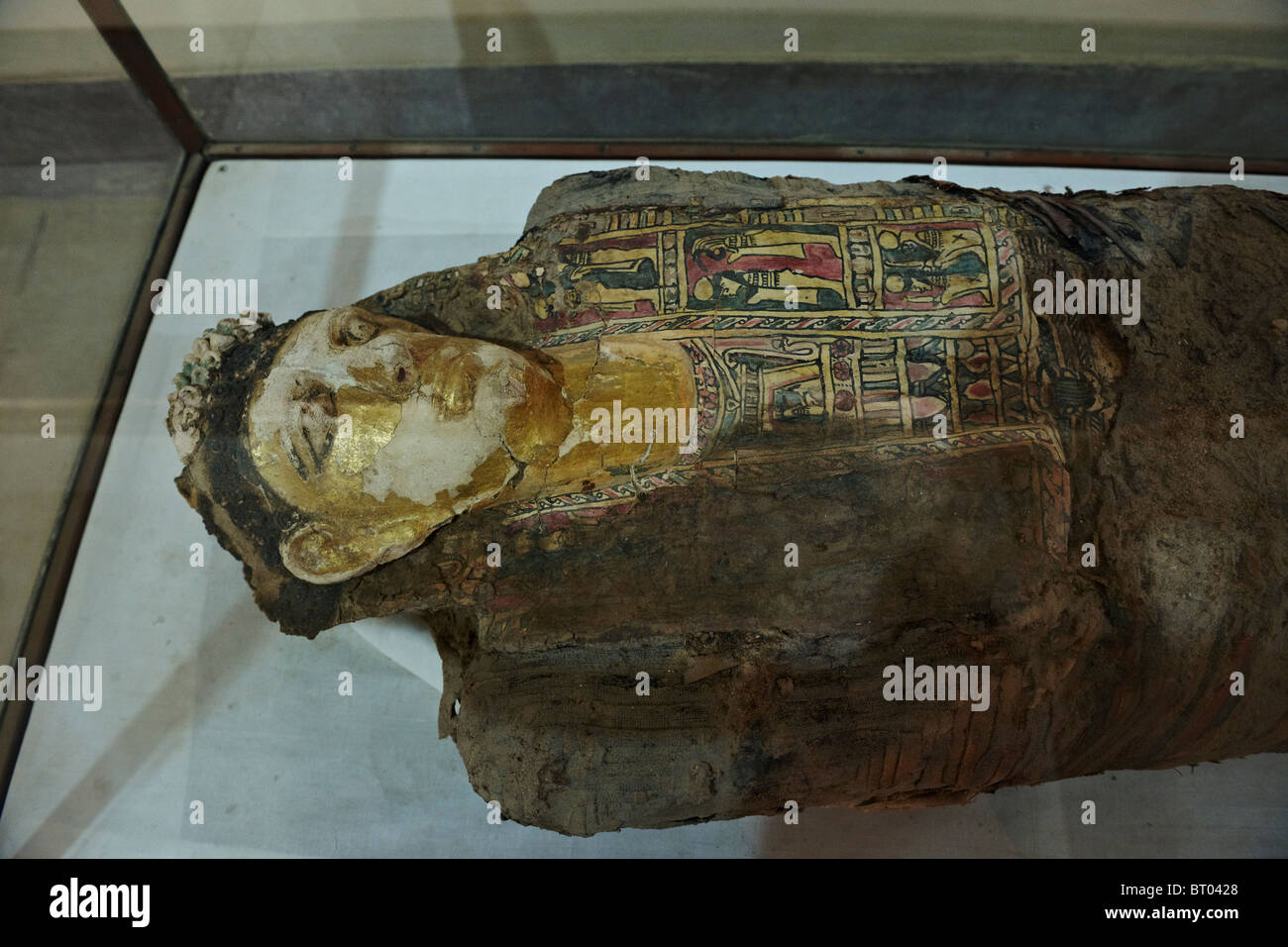 golden mummy in museum of Oasis Bahariya, western desert, Egypt, Arabia ...