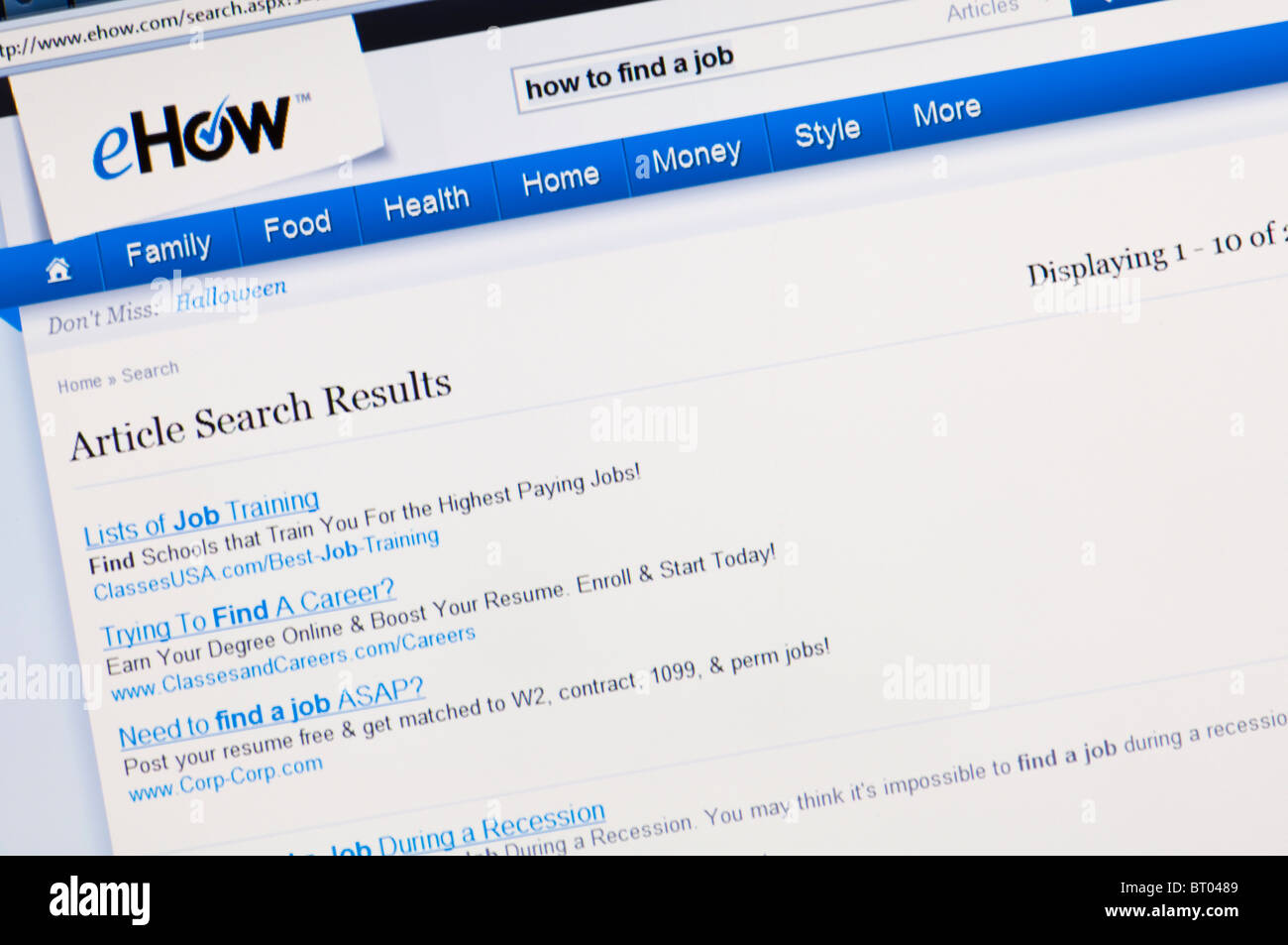eHow website screenshot Stock Photo - Alamy
