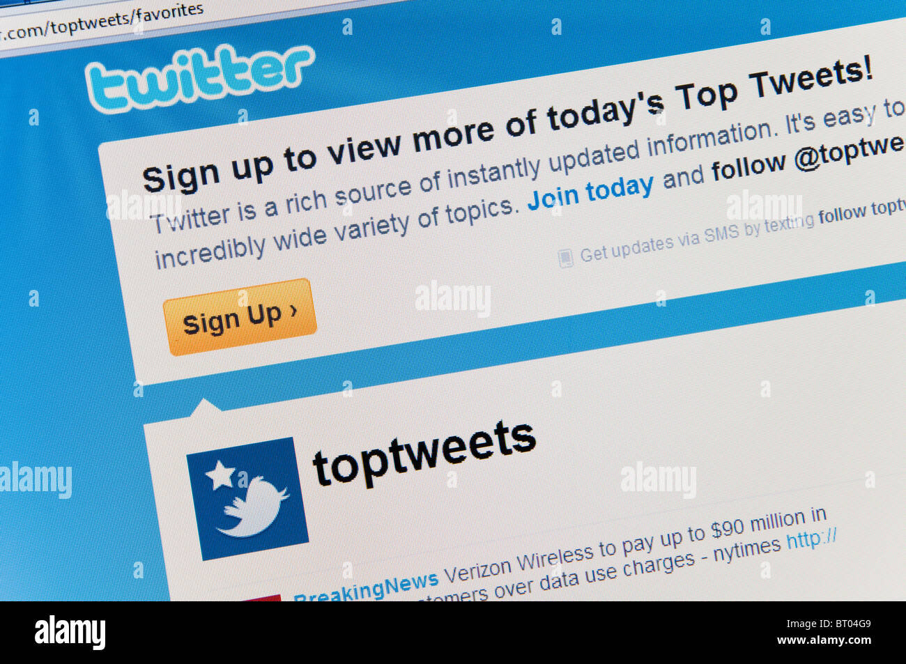 Twitter website screenshot Stock Photo - Alamy