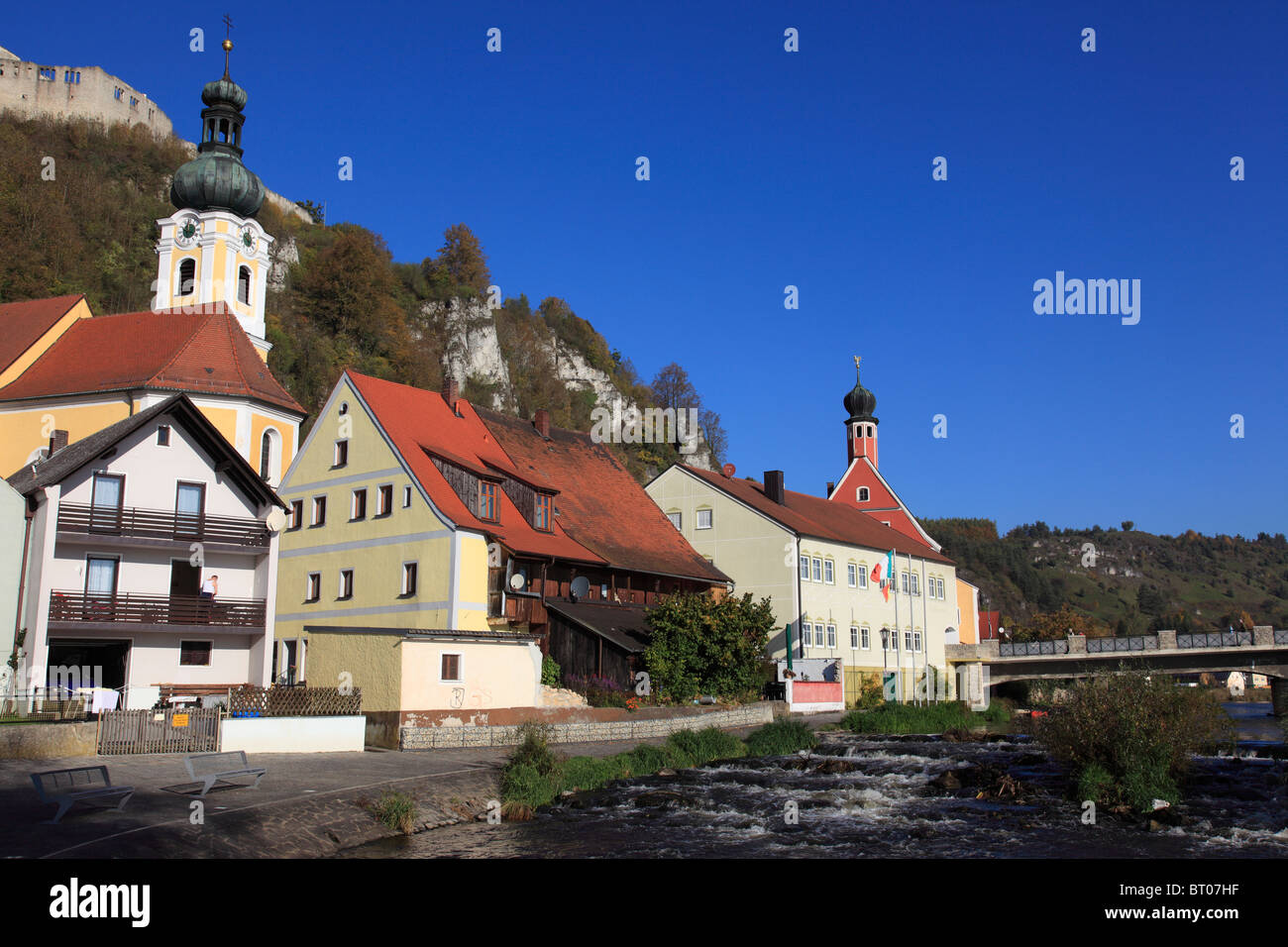 parish church St Michael at the river Naab in the village Kallmuenz ...