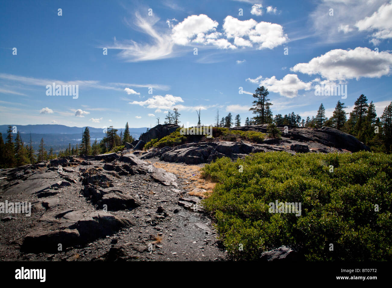 A bedrock dome that has been polished by glacial action in the Sierra ...
