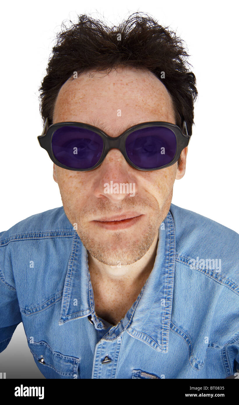 Funny man in dark glasses, close-up isolated on white Stock Photo - Alamy