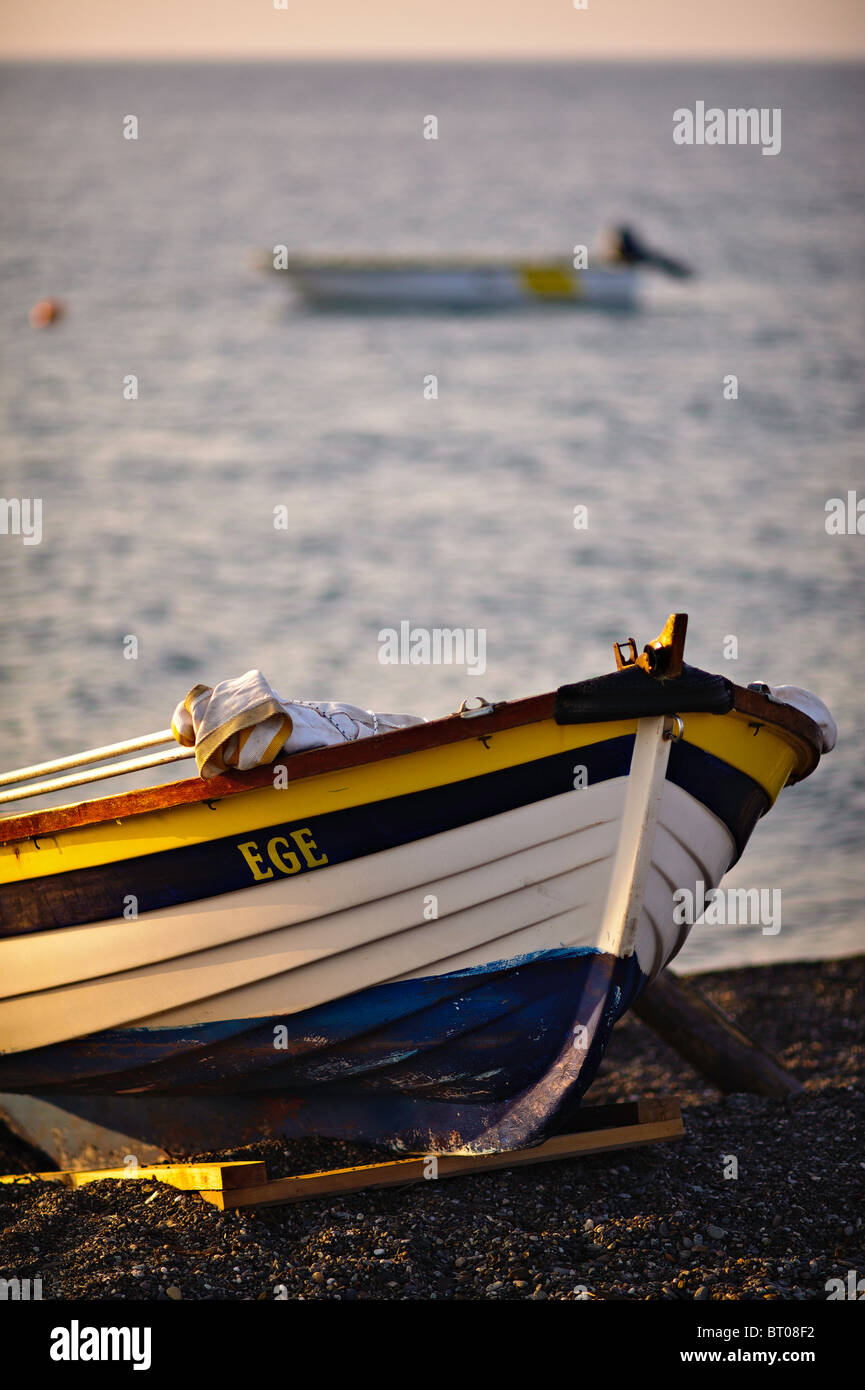 Fishing boats in the North Aegean Gulf of Edremit, Turkey Stock Photo ...