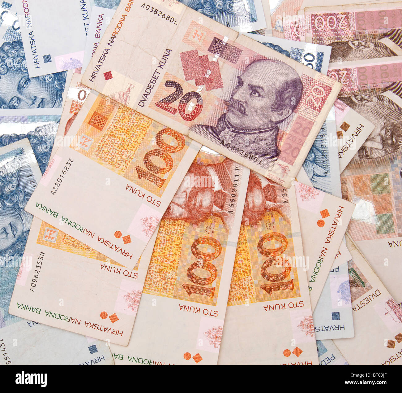 Croatian Kuna banknotes for background use Stock Photo - Alamy