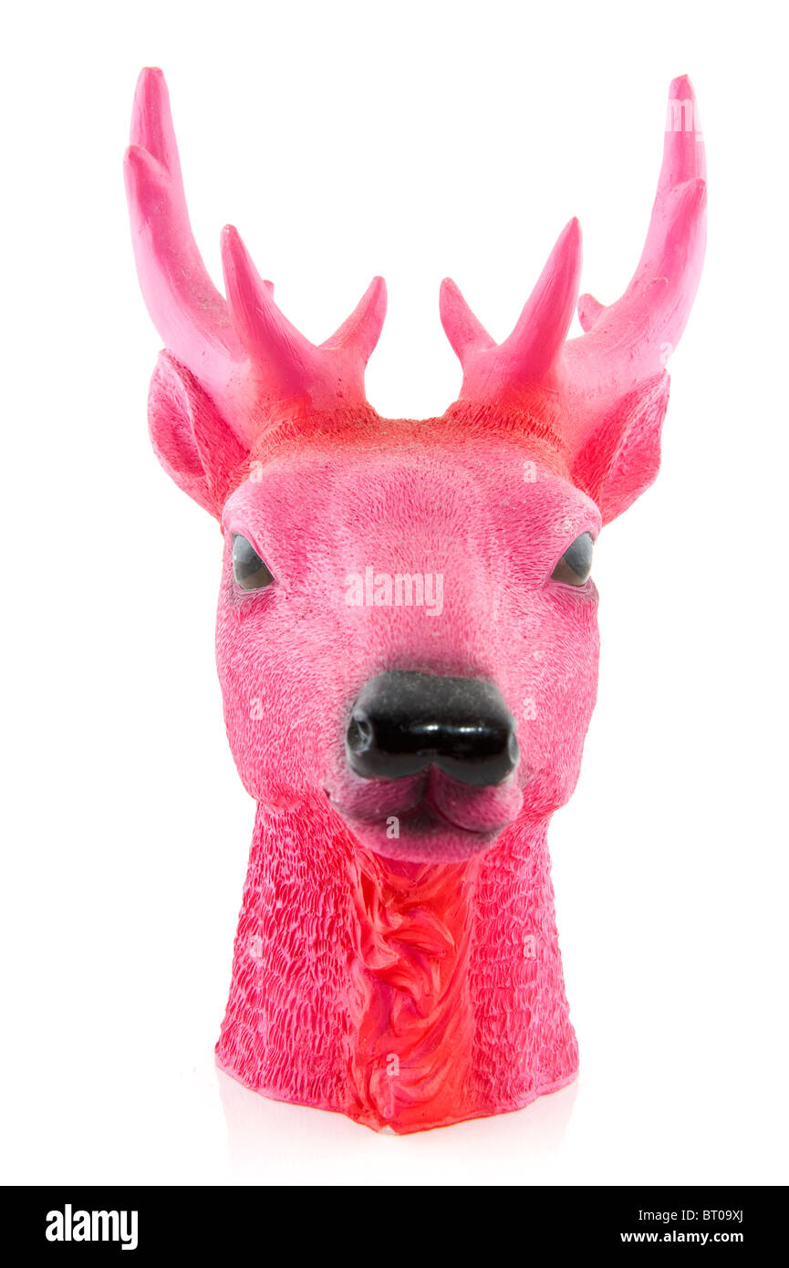 Trendy pink head of a deer isolated over white Stock Photo - Alamy