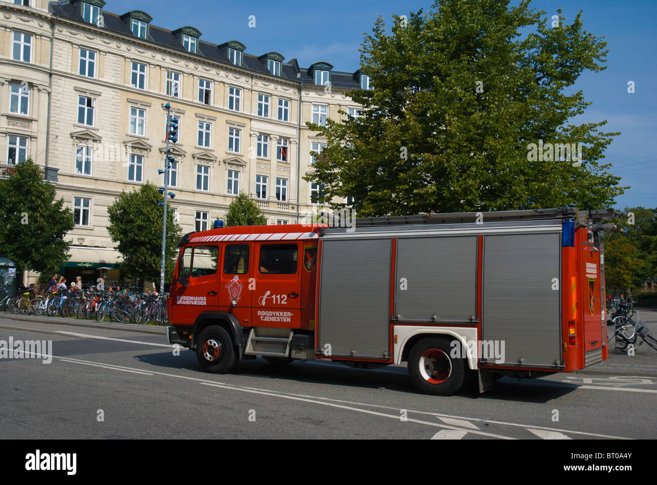 Fire engine truck Norrebro district central Copenhagen Denmark Europe ...