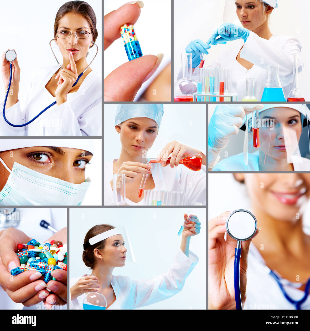 Collage of collection of medical and chemical professionals Stock Photo ...