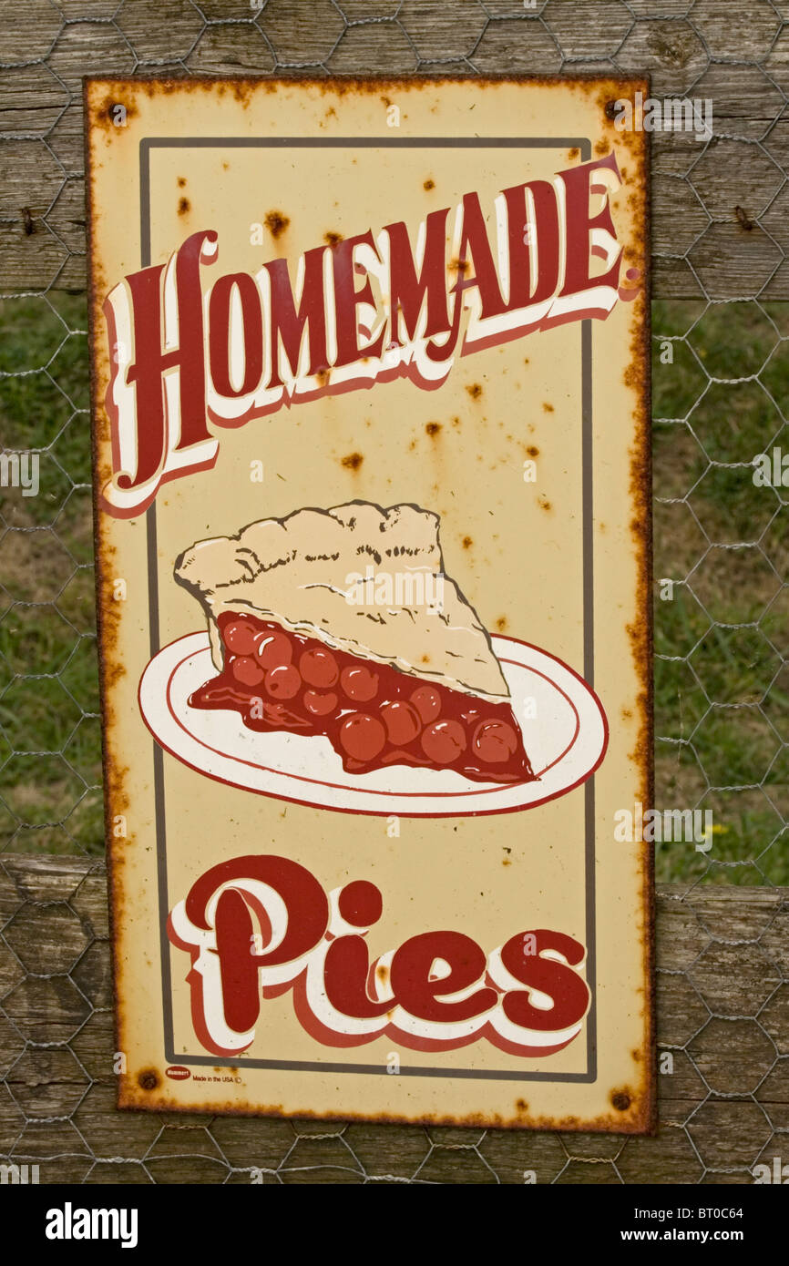 Old and weathered metal sign advertising homemade pies Stock Photo - Alamy
