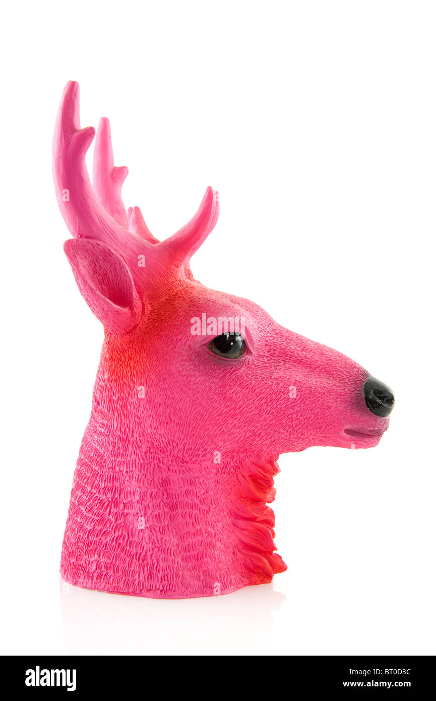 Trendy pink head of a deer isolated over white Stock Photo - Alamy