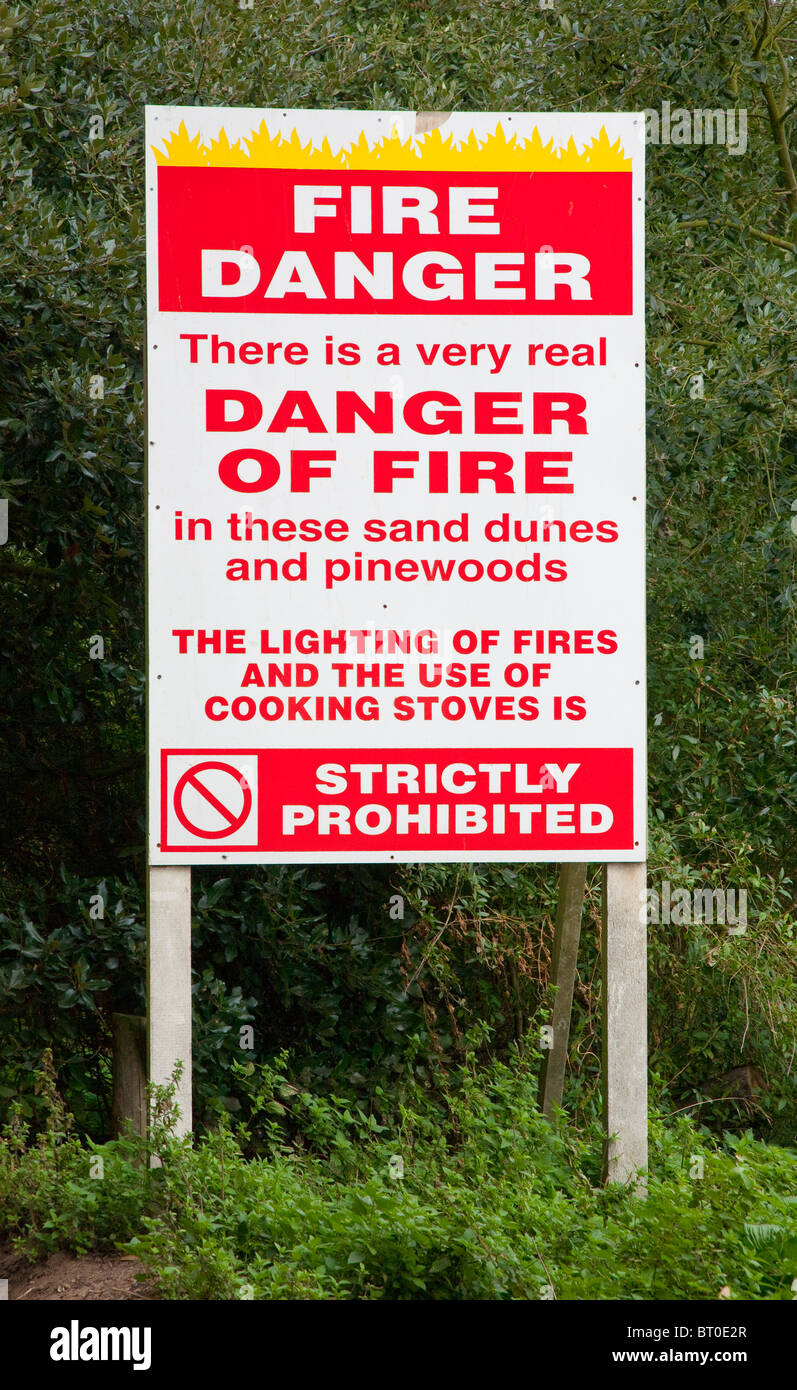 Fire danger warning sign Stock Photo - Alamy