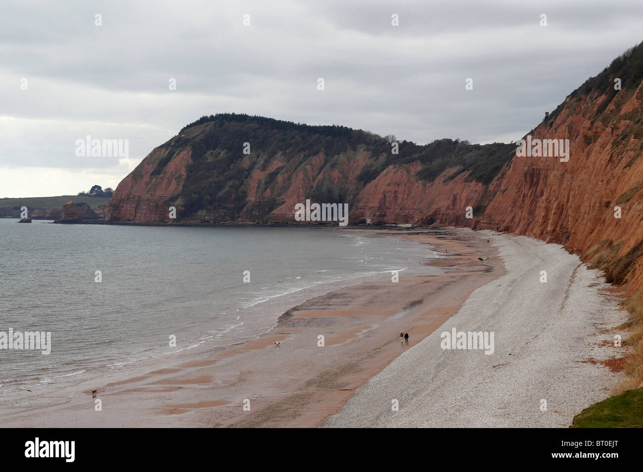 A view across jacobs ladder beach in Sidmouth, Devon Stock Photo - Alamy