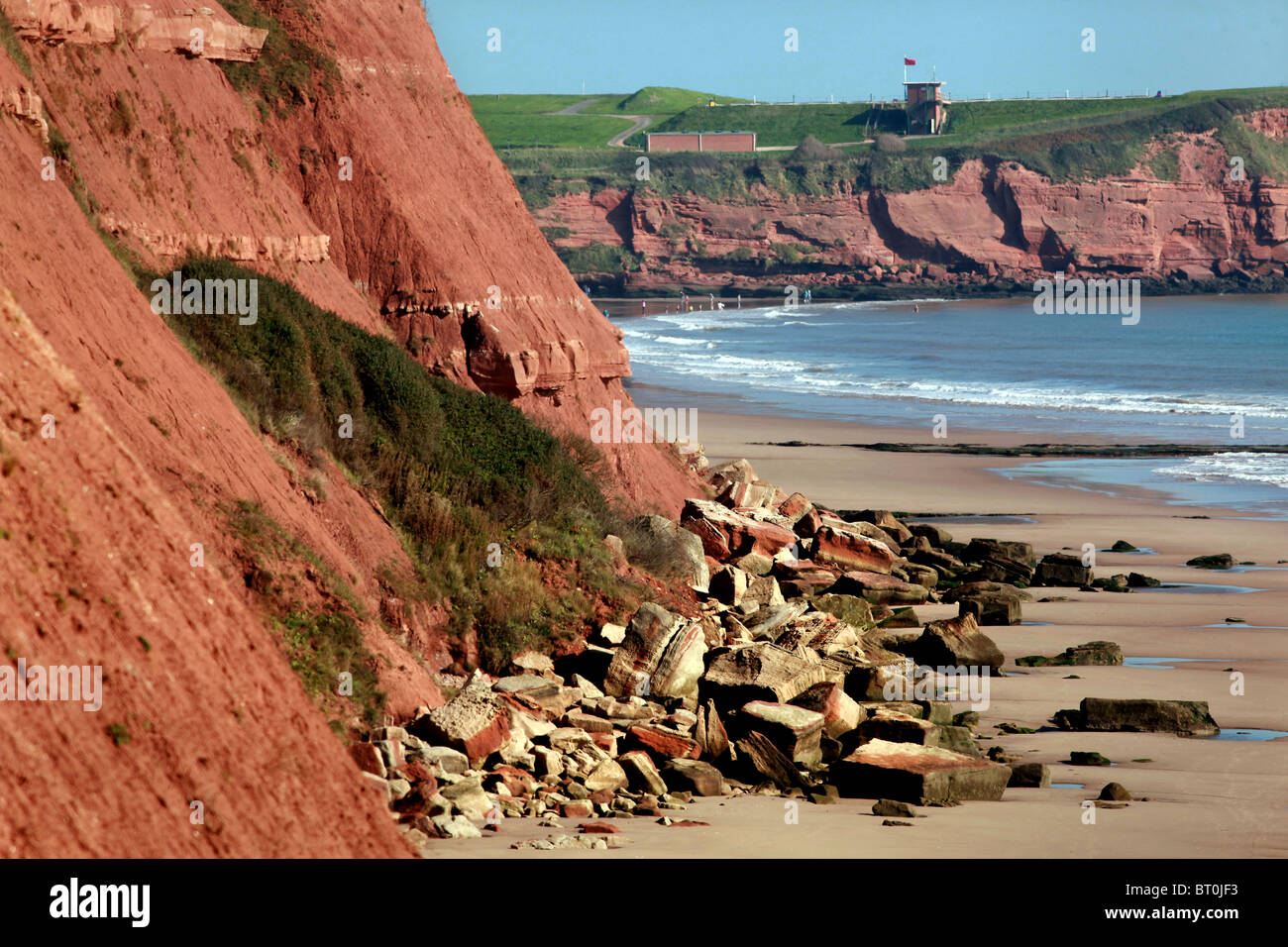 GV of a cliff fall at the Jurassic Coast World Heritage Site, Nr ...
