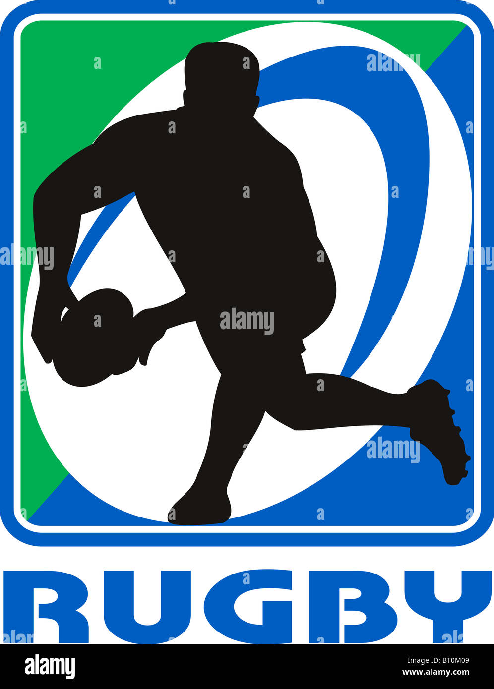 illustration of a Rugby player passing ball facing front in silhouette ...