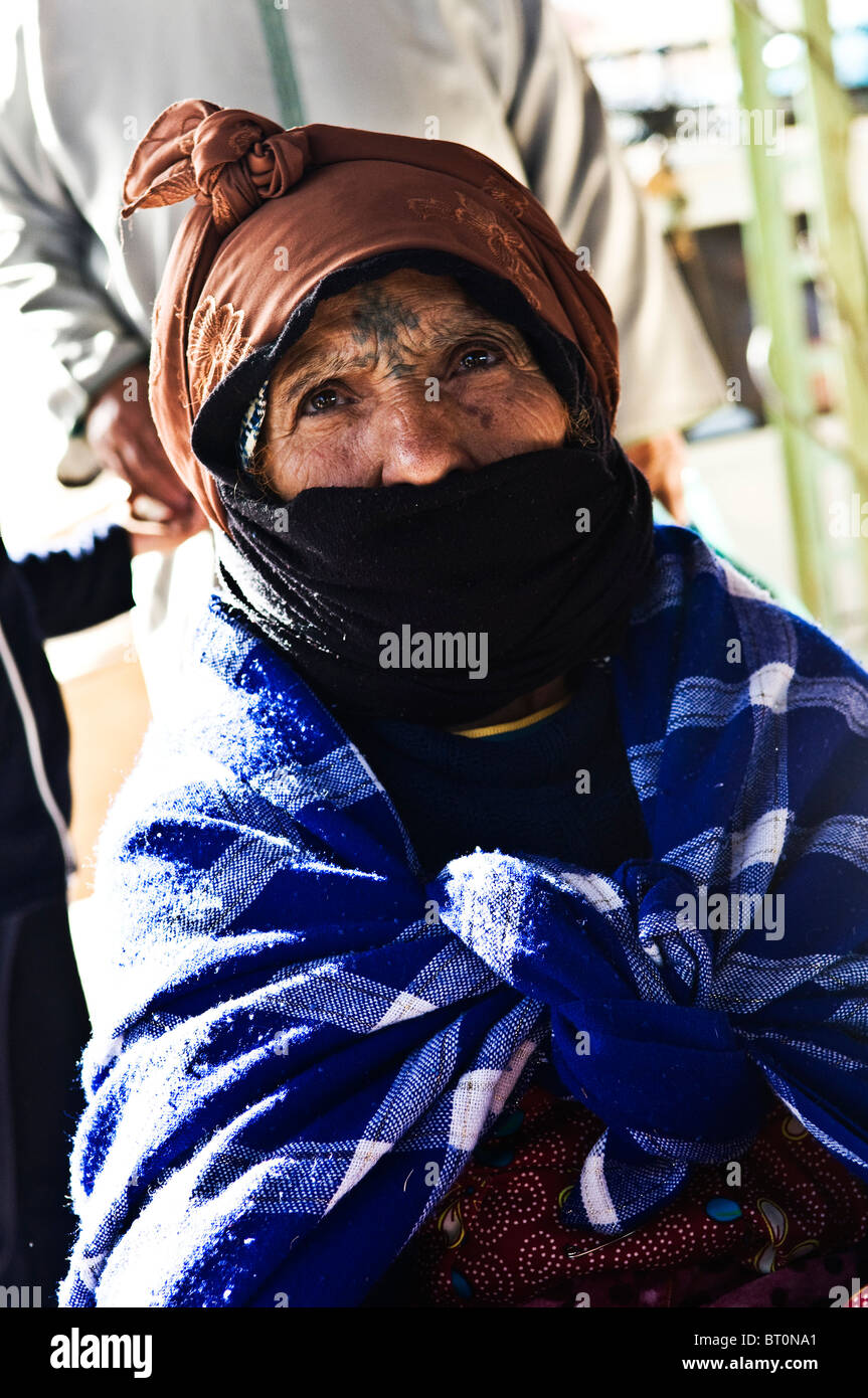 Portrait of a Berber woman in the middle Atlas region of Morocco Stock ...