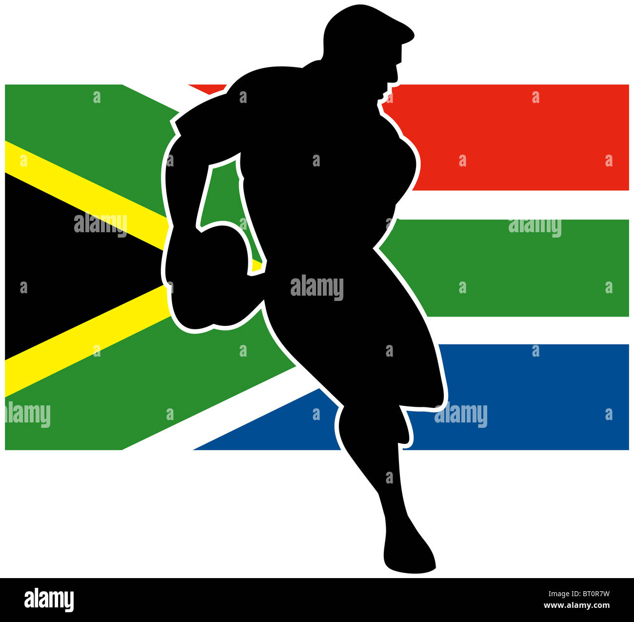 Illustration of a rugby player running passing ball with flag of ...