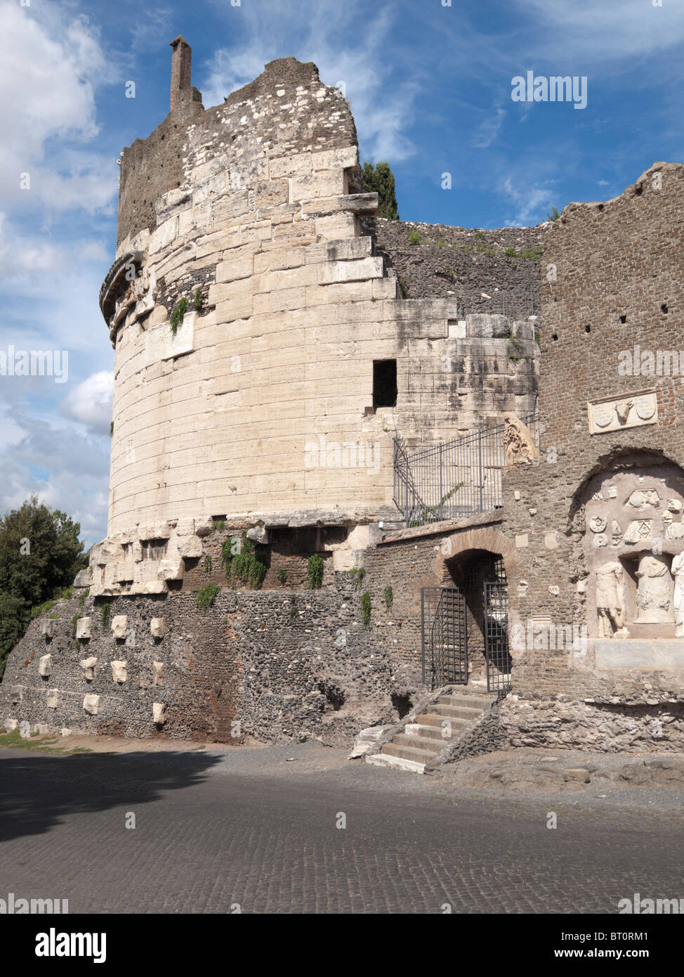 Rome, Italy, Appian Way, Castrum Caetani and Cecilia Metella mausoleum ...
