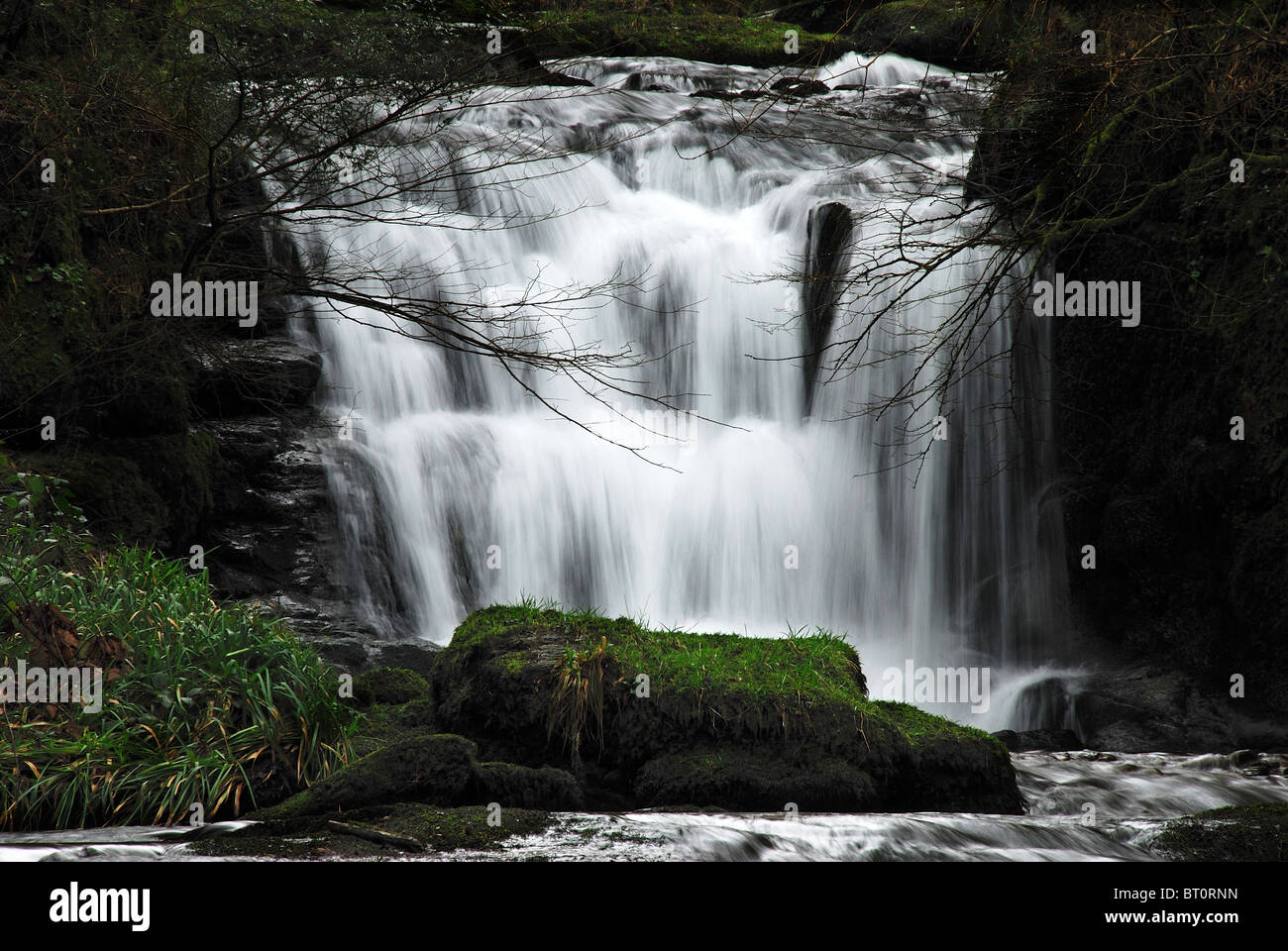 Waterfall at Watersmeet, Exmoor, UK February 2008 Stock Photo - Alamy