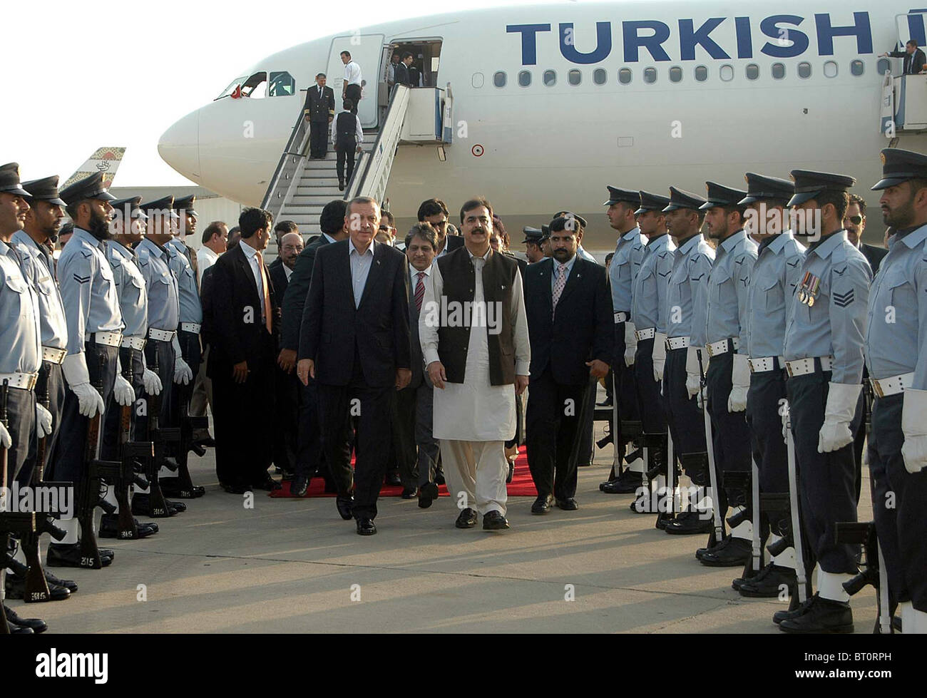 Turkey Prime Minister, Recep Tayyip Erdogan inspects the Guard of Honor ...