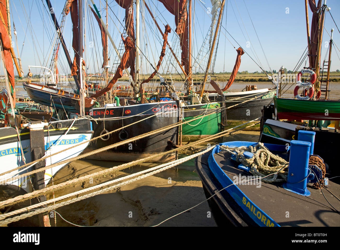 Thames barge boats Hythe quay, Maldon, Essex Stock Photo - Alamy