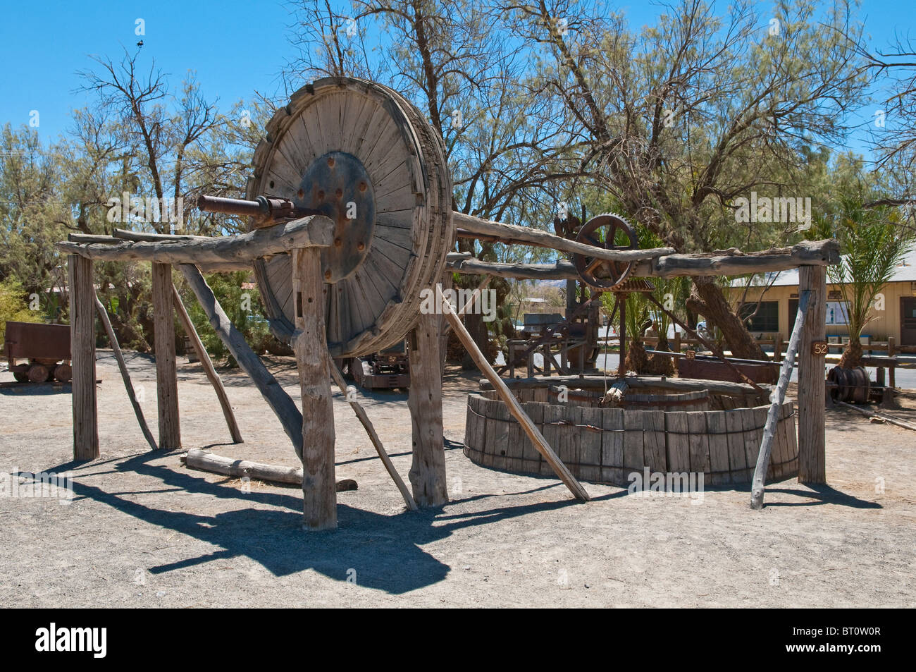 Historic mining equipment in the Borax Museum, Furnace Creek Museum ...