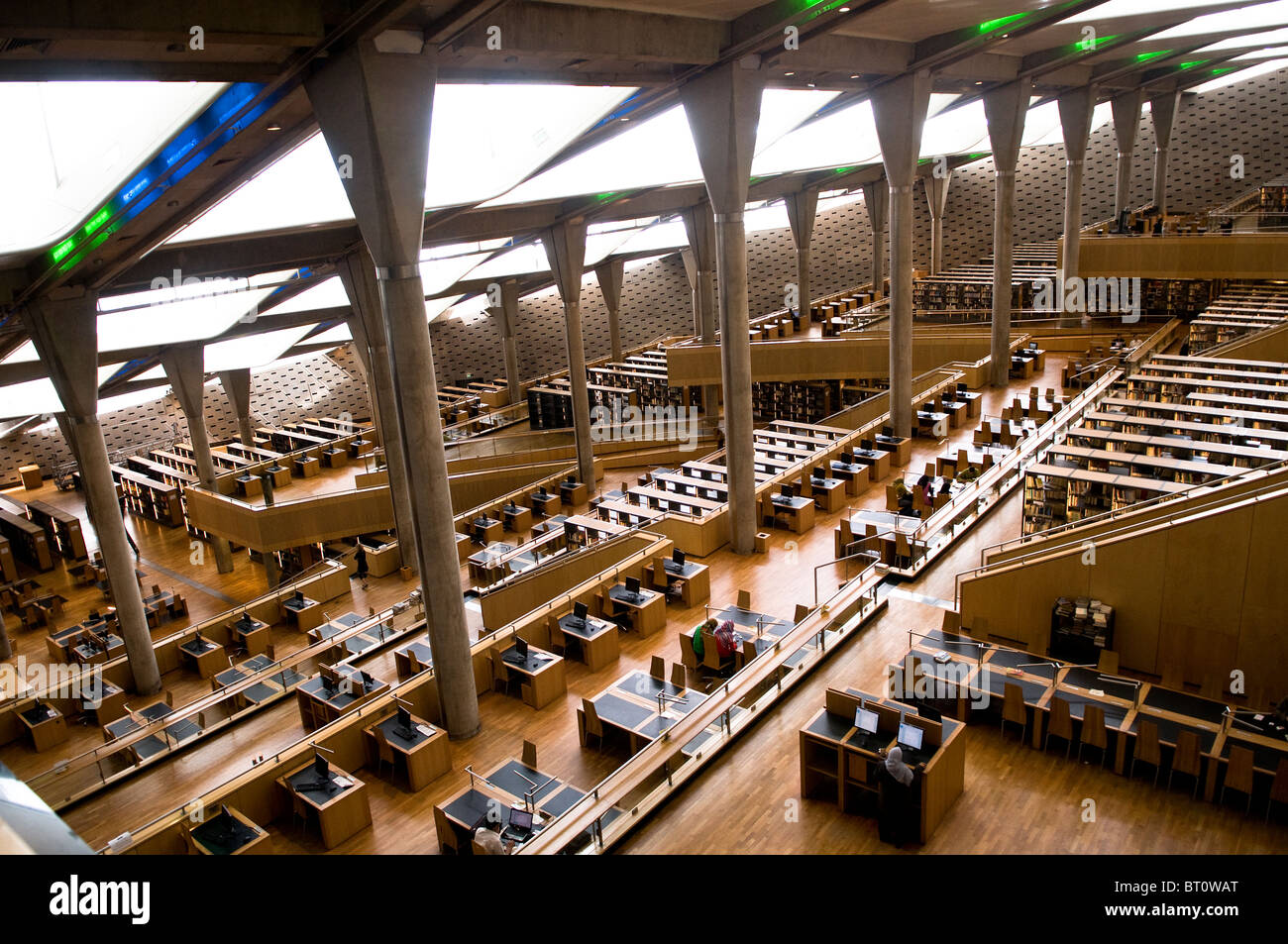 Inside the beautiful Bibliotheca library in Alexandria, Egypt Stock ...