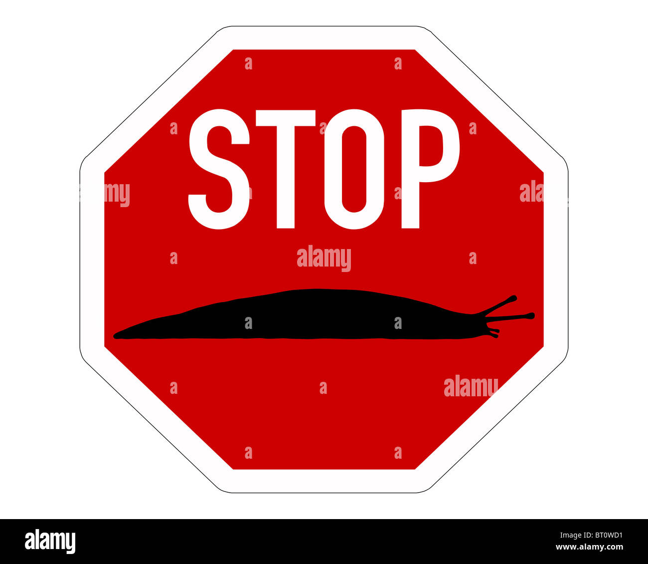 Stop sign for slugs Stock Photo - Alamy