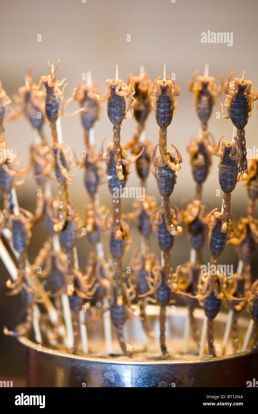 Cooked Street Food Kebabs on sale at Wangfujing Street Night Market ...
