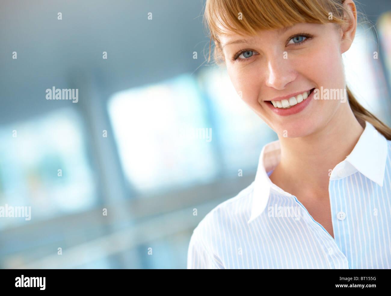 Portrait of pretty female looking at camera with smile Stock Photo - Alamy