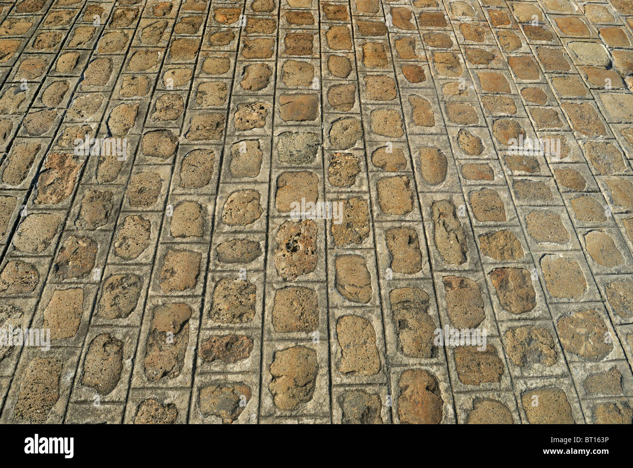 Cobblestone running bond pattern, one of many that make up the streets ...