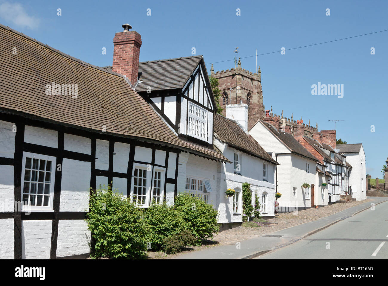 Malpas Village and St. Oswald's Church Stock Photo - Alamy
