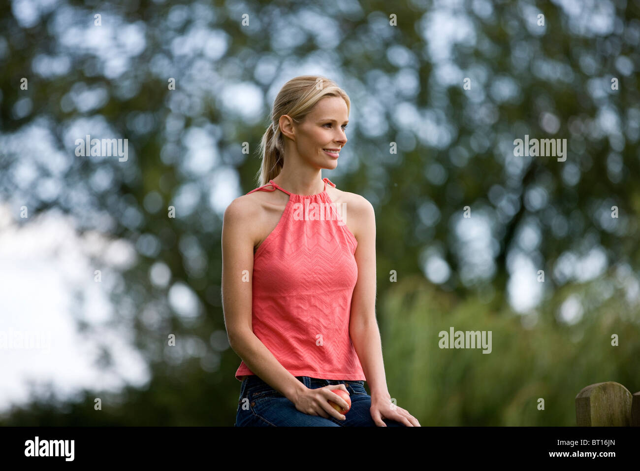 Summer day countryside uk woman gate hi-res stock photography and ...