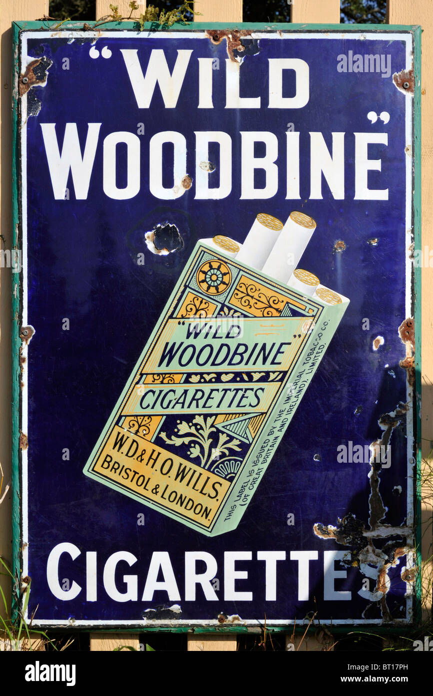 old advertising board for cigarettes on corfe station swanage preserved ...