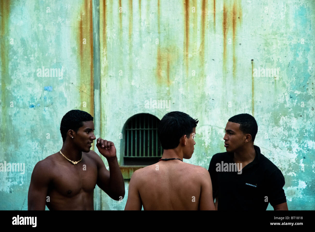 Young Cuban boxers before a training session at Rafael Trejo boxing gym ...