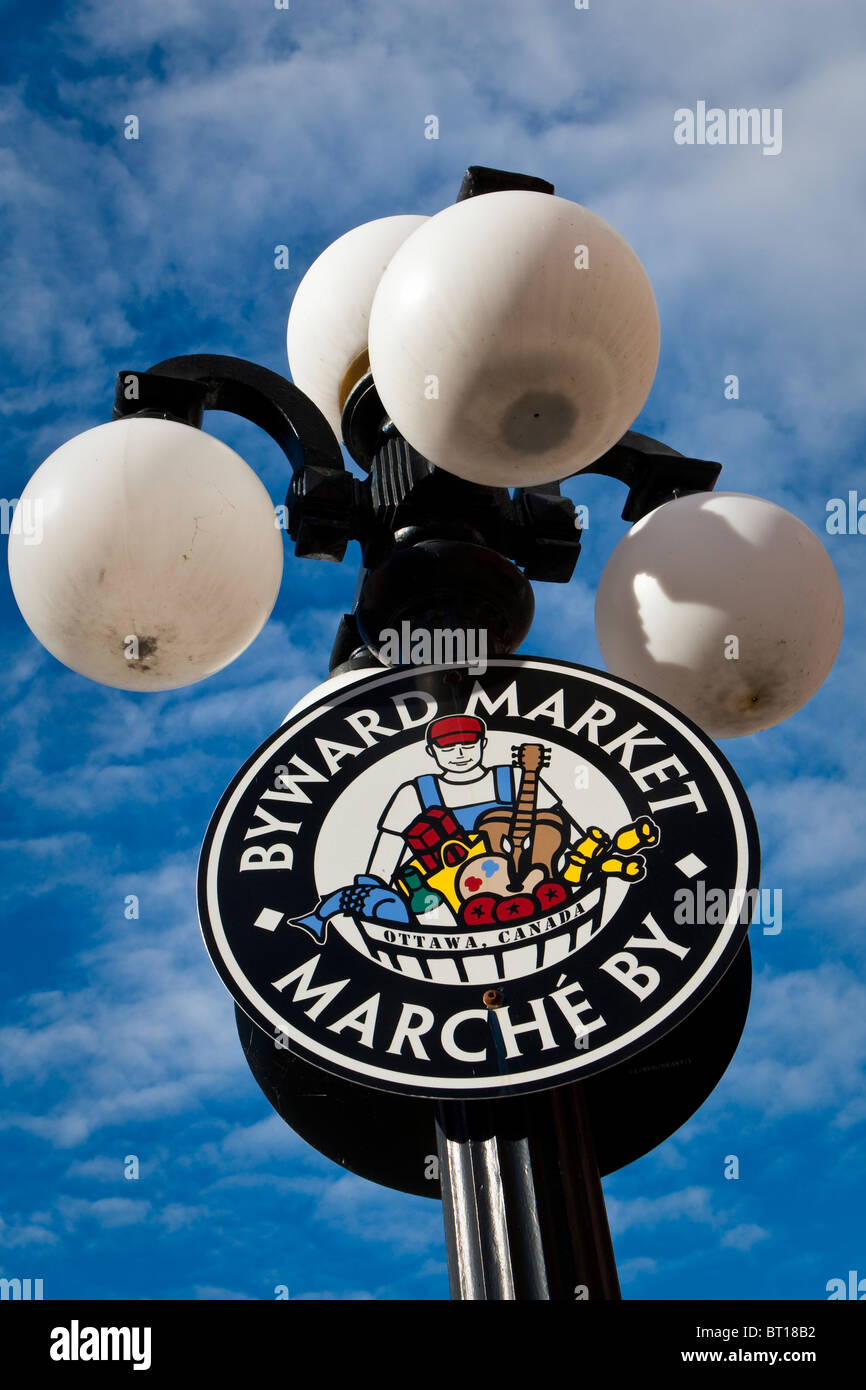 The ByWard Market logo and a distinctive lamp post are seen In Ottawa ...