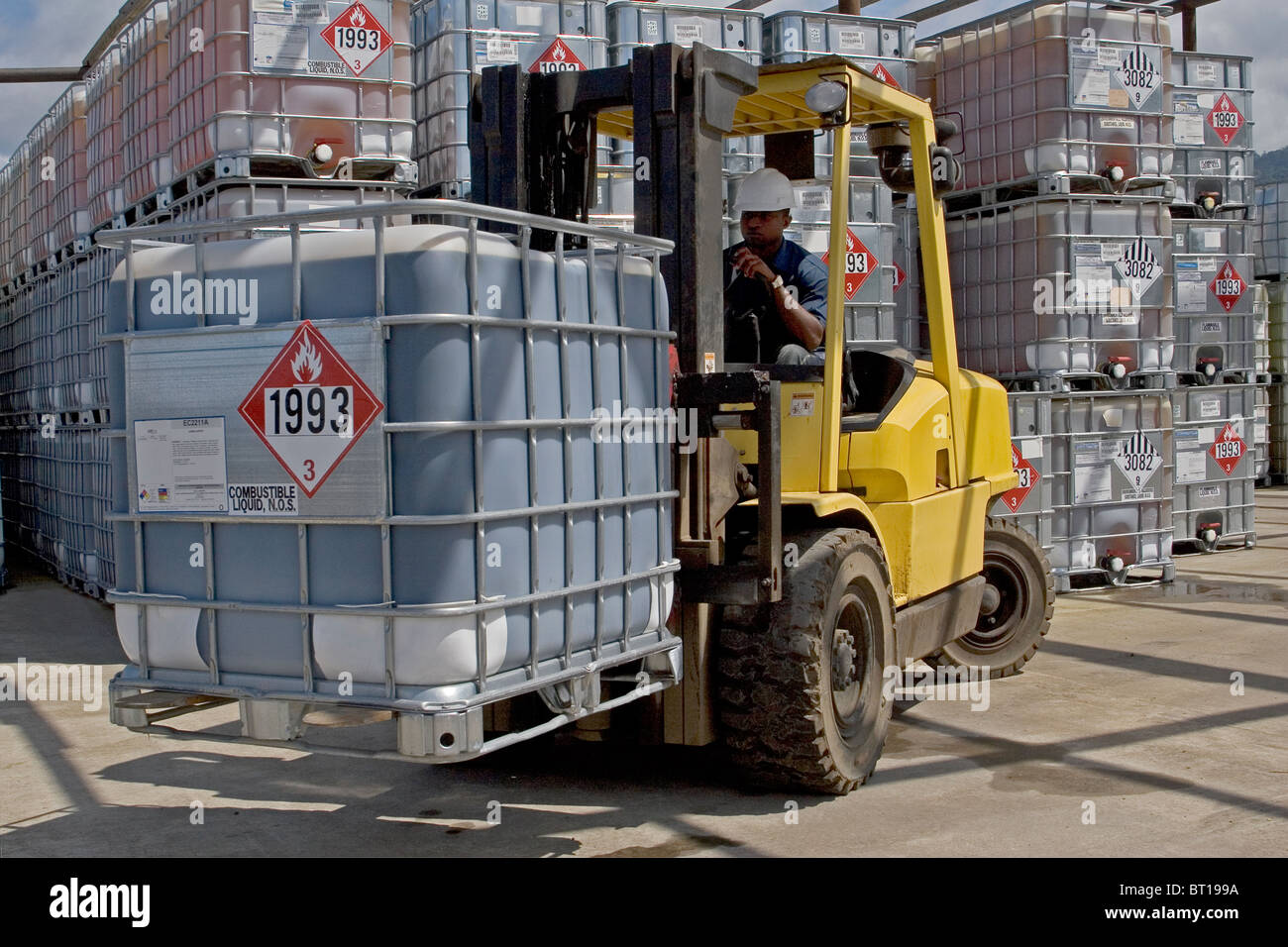 Luba Oil Freeport. Moving and loading chemical supplies in bunded area ...