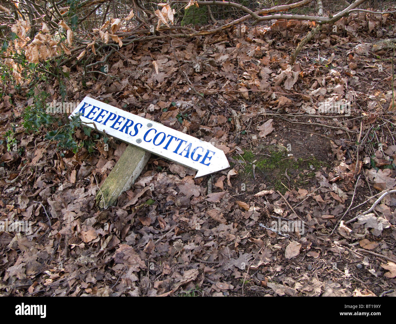 Keepers Cottage signpost Stock Photo - Alamy