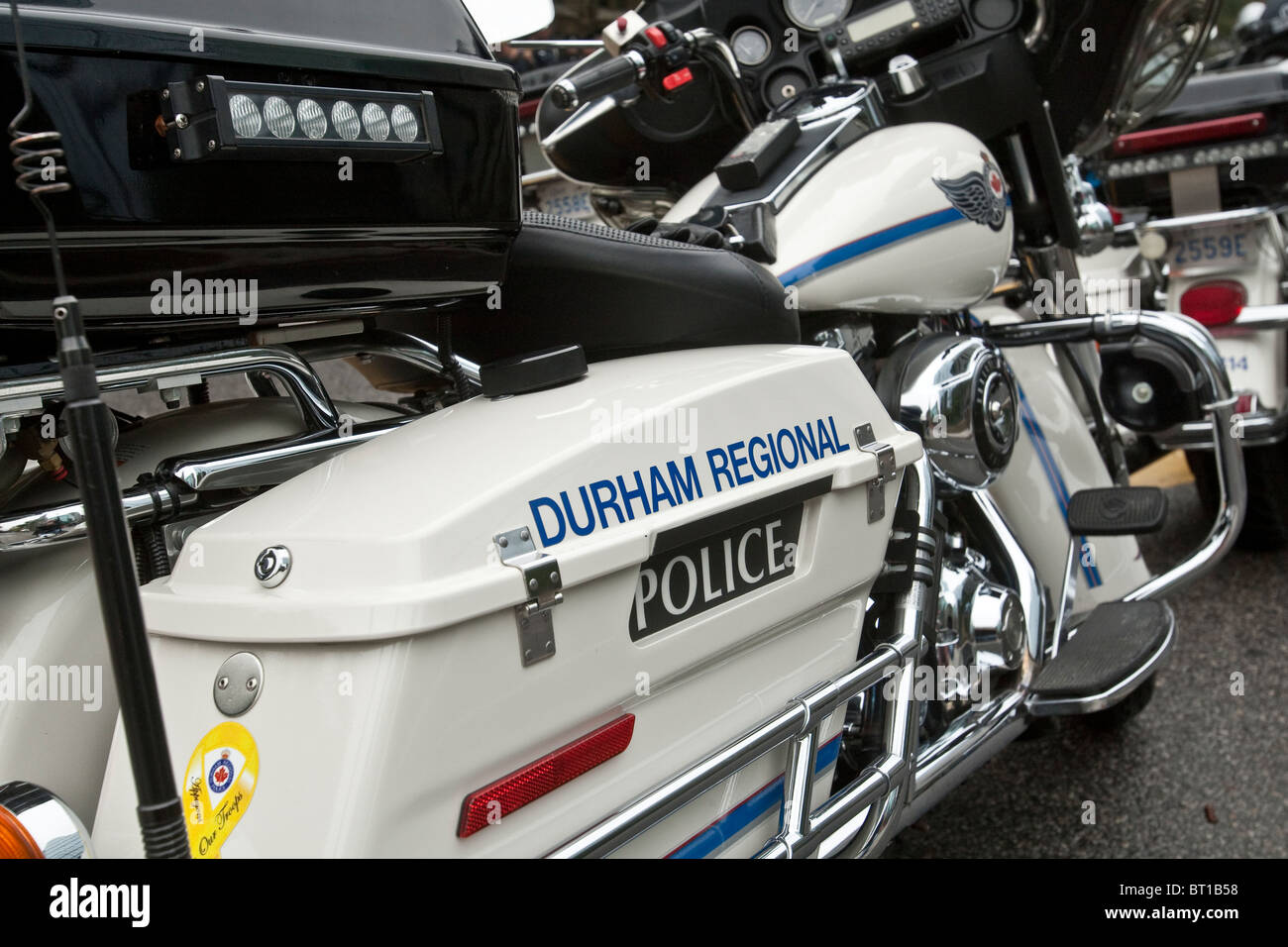 Durham Regional Police motorcycle is seen during a police memorial ...