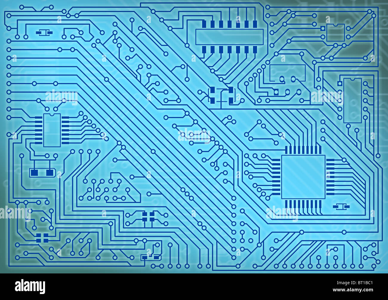 Circuit board electronic industrial blue background Stock Photo - Alamy
