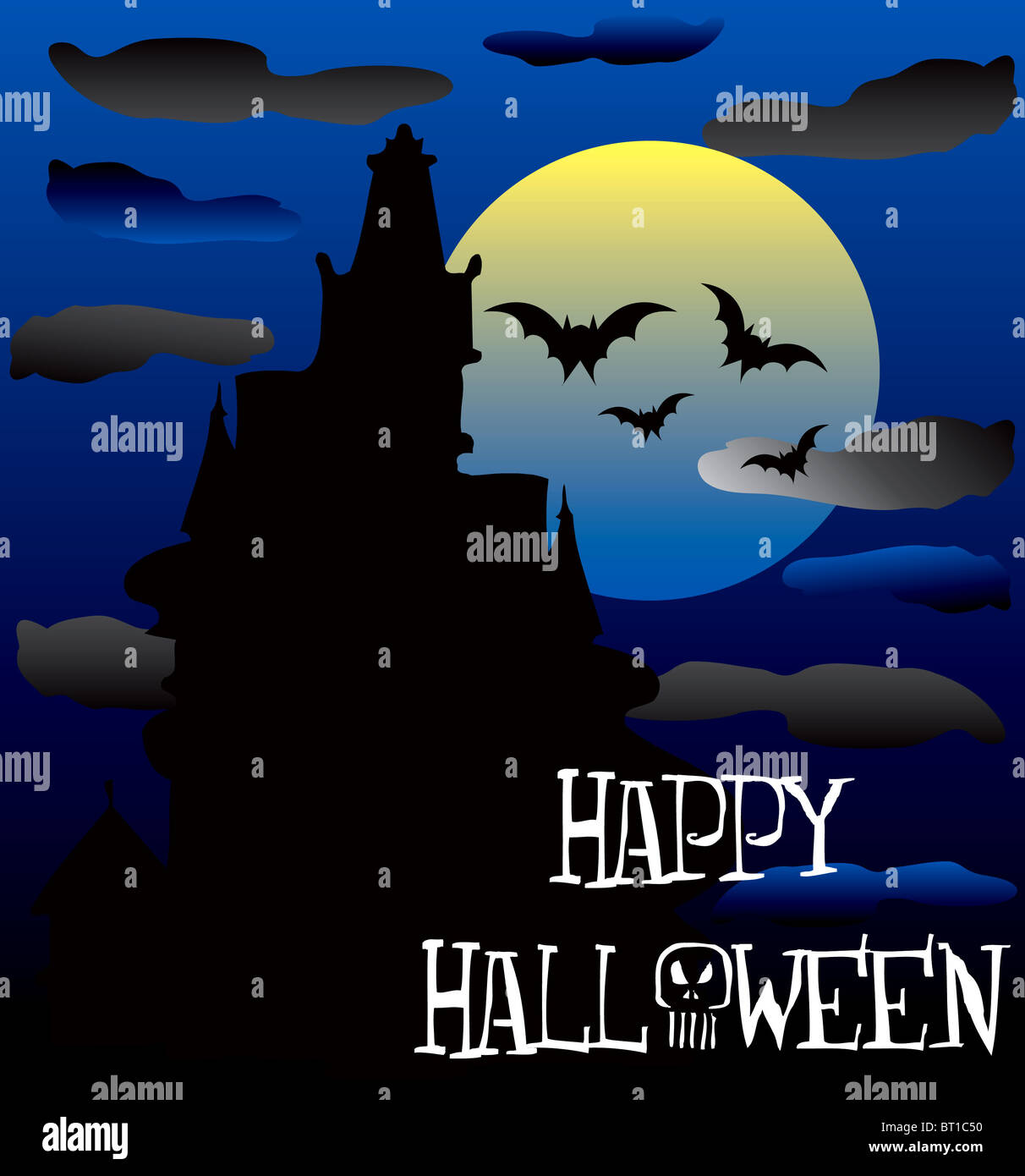 Full moon and haunted mansion art hi-res stock photography and images ...