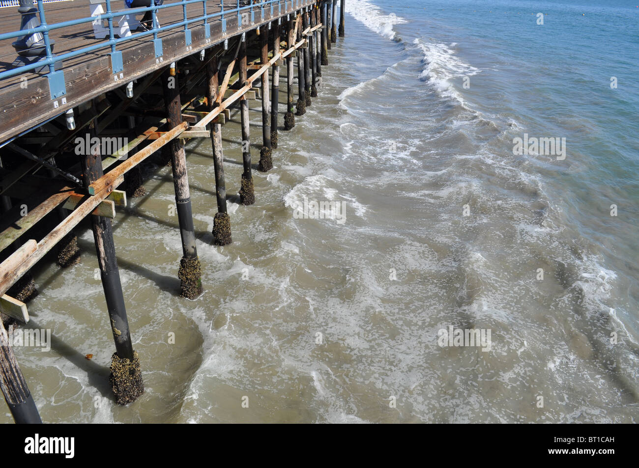 Santa Monica Pier as the waves roll in Stock Photo - Alamy