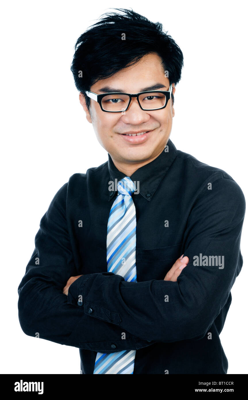 Handsome young businessman smiling, portrait Stock Photo - Alamy