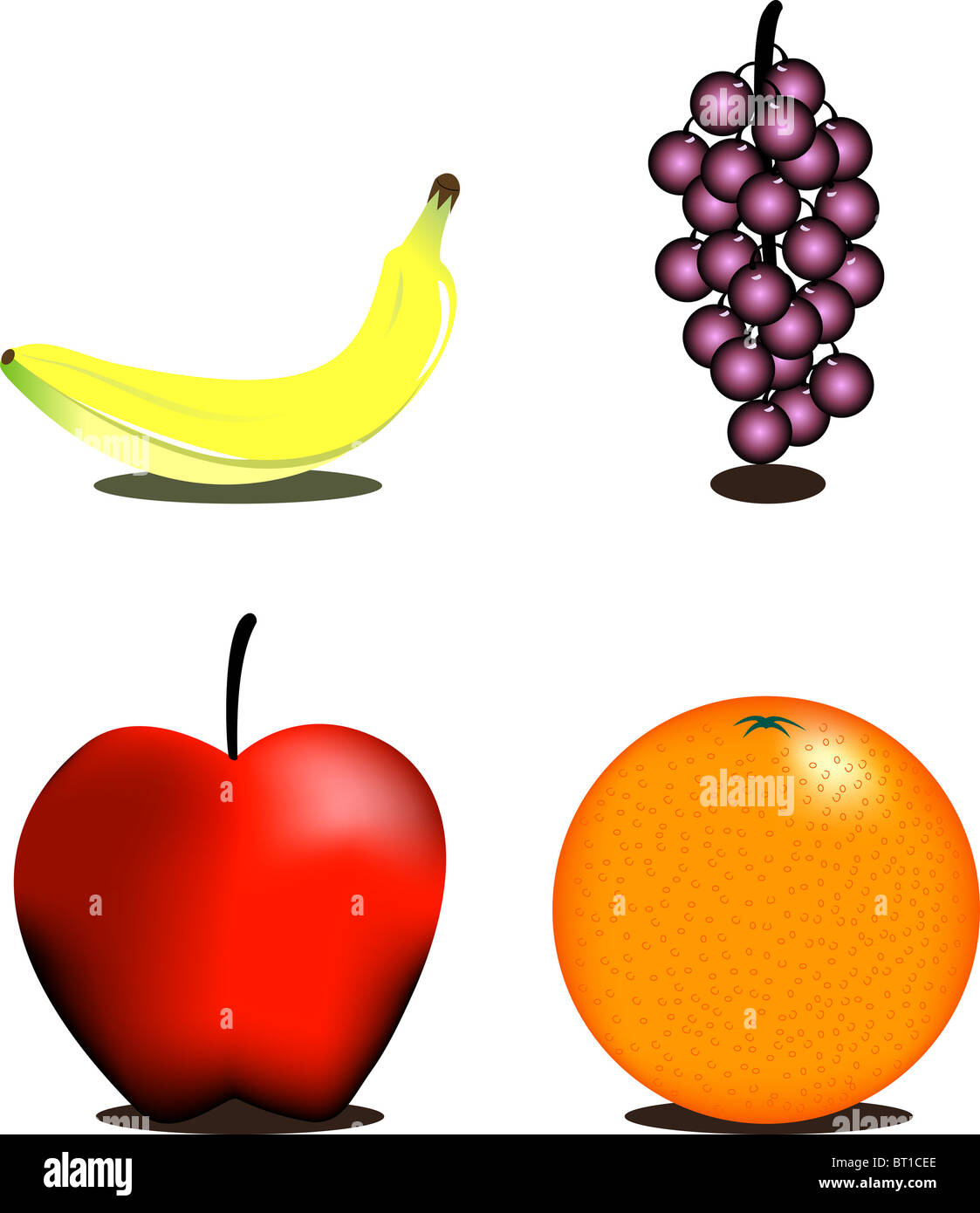 Illustration of four pieces of fruit Stock Photo - Alamy