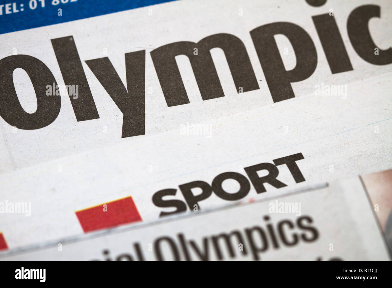Newspaper headline about olympic games Stock Photo - Alamy